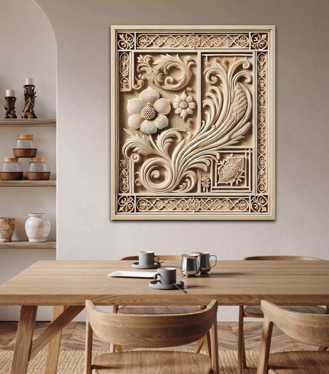 Culturehousede Dancing Koi Multi-layer Wall Art, Oriental Geometric ...