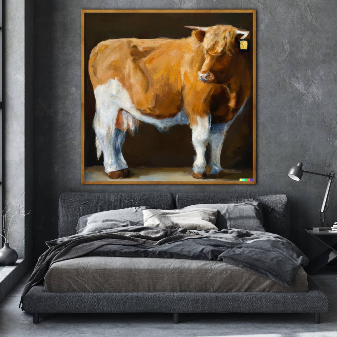 Cows Painting, Highland Cow Art, Antique Landscape, Farm Painting ...