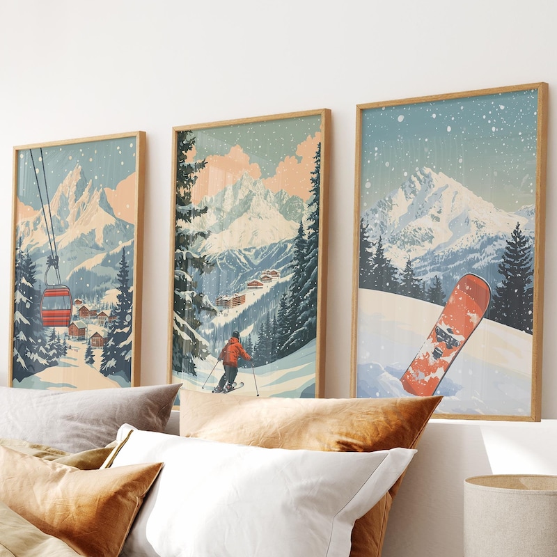 3 Piece Ski Wall Art - Etsy
