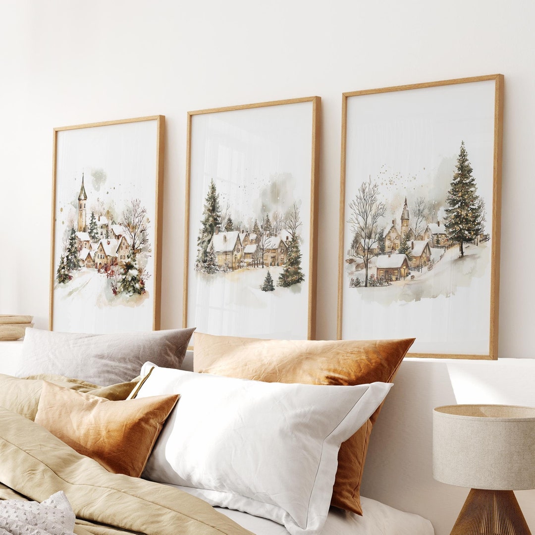 Winter Wonderland Framed Print Set: Snowy Farmhouse Christmas Decor - Etsy