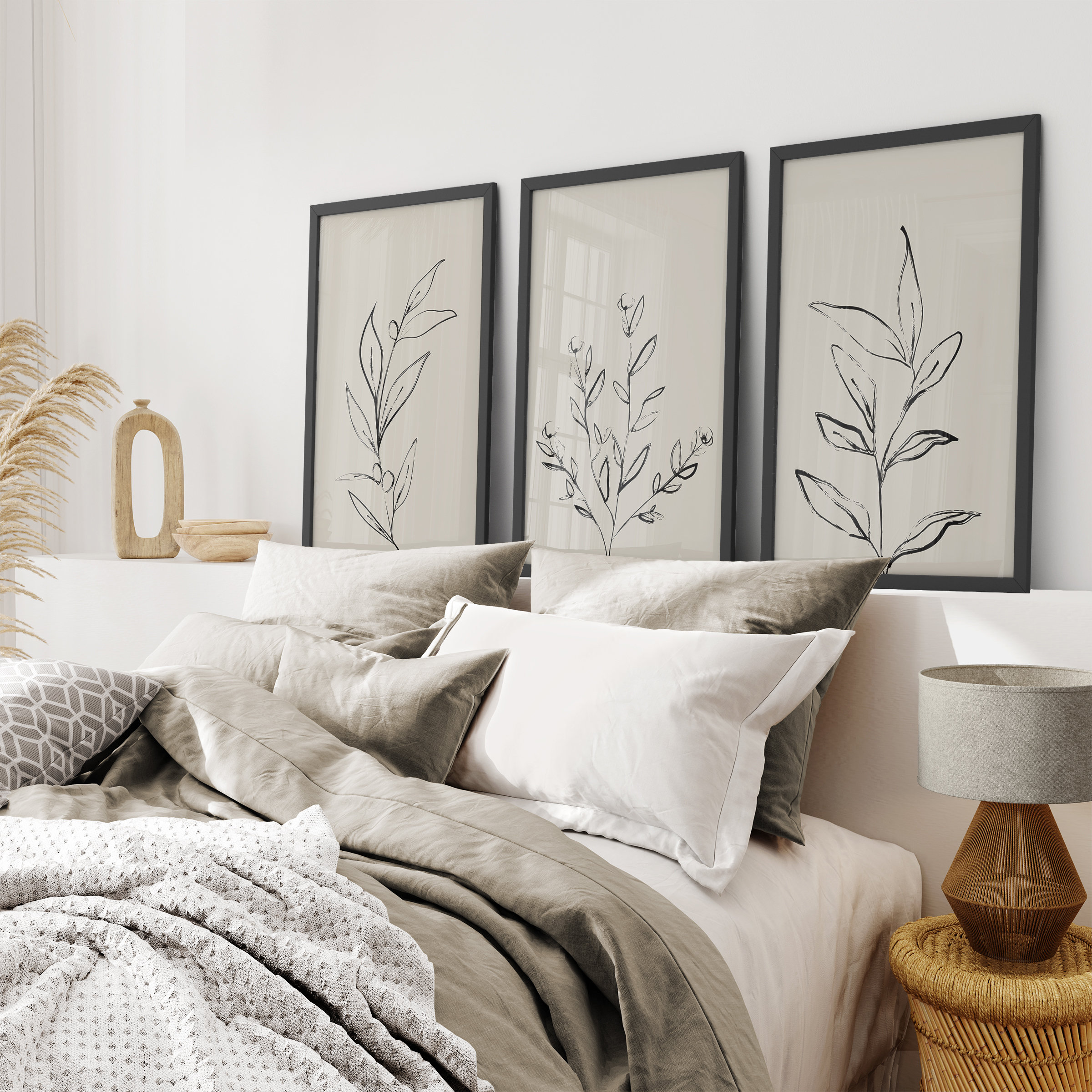 Minimal Line Art, Set of 3 Prints Modern Neutral, Botanical One Line ...