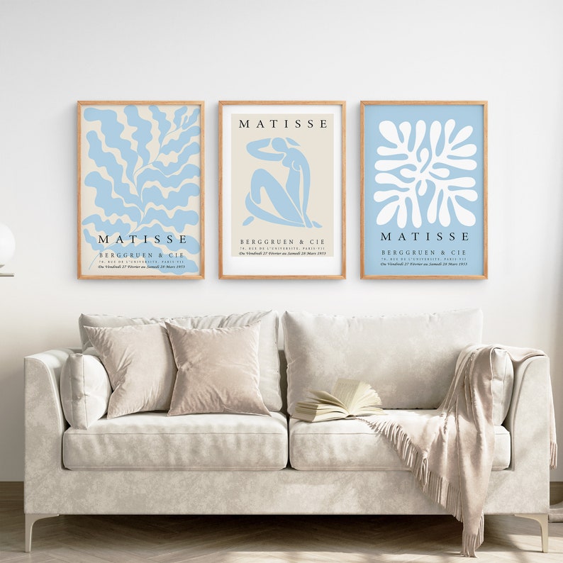 Matisse Print Set of 3, Matisse Exhibition, Museum Poster, Blue Matisse ...