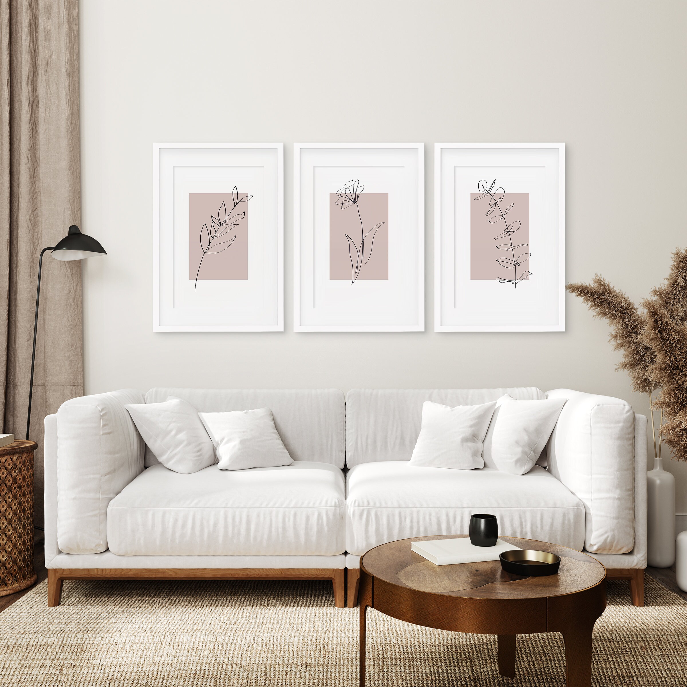 Botanical Line Art Line Drawing Set Neutral Wall Prints - Etsy