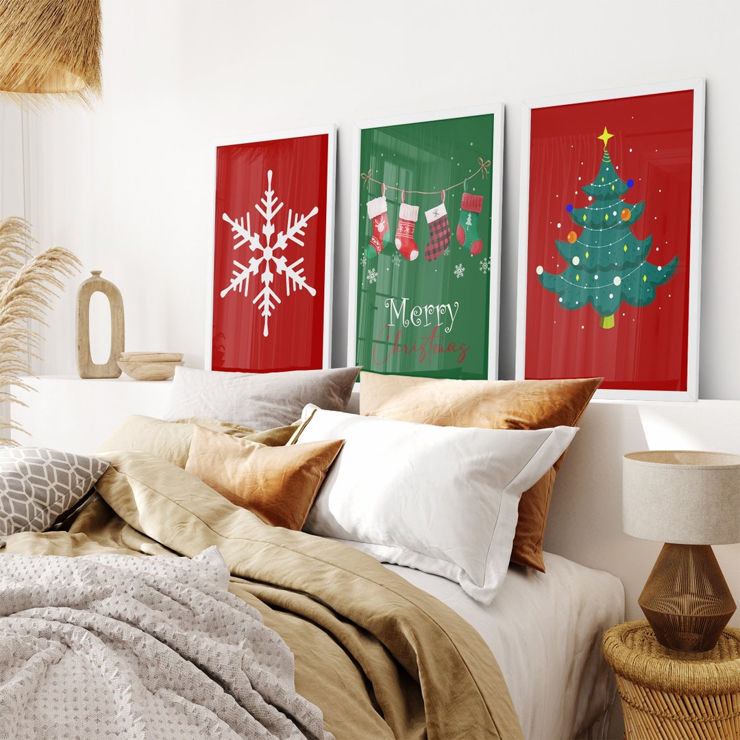 Merry Christmas Wall Decor, Trendy Xmas Prints, Modern Holiday Decor ...