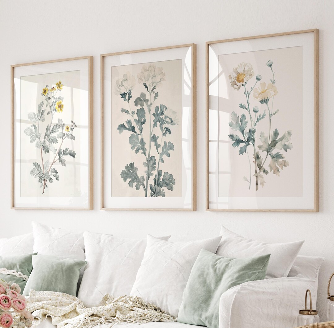Watercolor Floral Wall Art Set: Meadow Flower Prints, Dorm Decor - Etsy