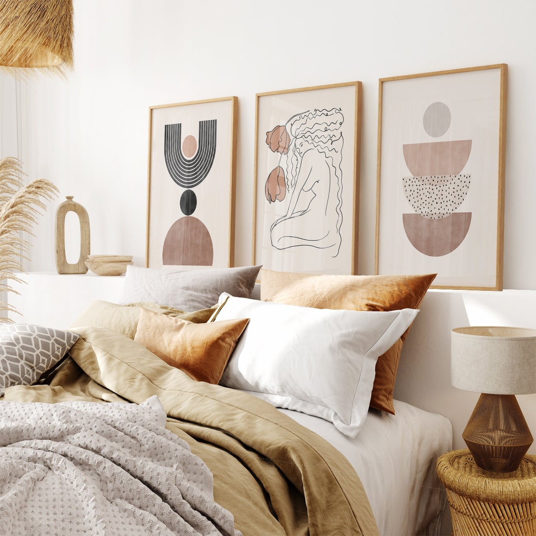 Boho Art Set of 3 Prints, Gallery Wall Bundle, Earth Tone Posters, Boho ...