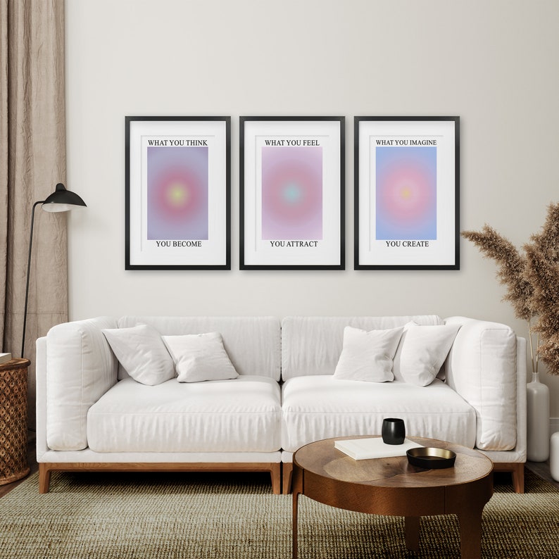 Aura Art Print Set: Grainy Gradient, Positive Affirmations - Etsy
