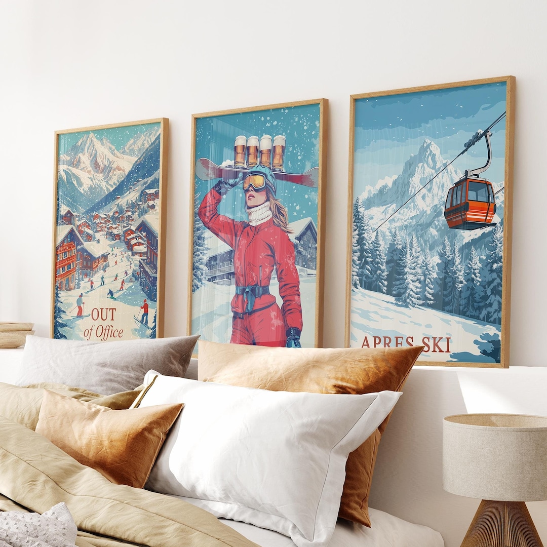 Retro Apres Ski Wall Art: Vintage Ski Lodge Prints, Set of 3 - Etsy
