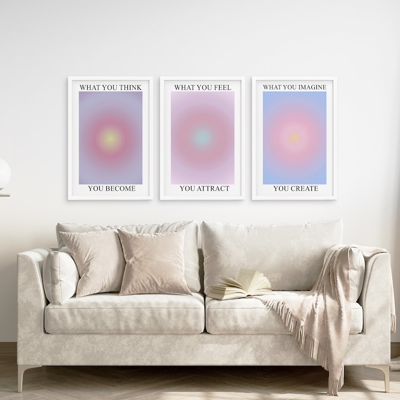 Aura Art Print Set: Grainy Gradient, Positive Affirmations - Etsy