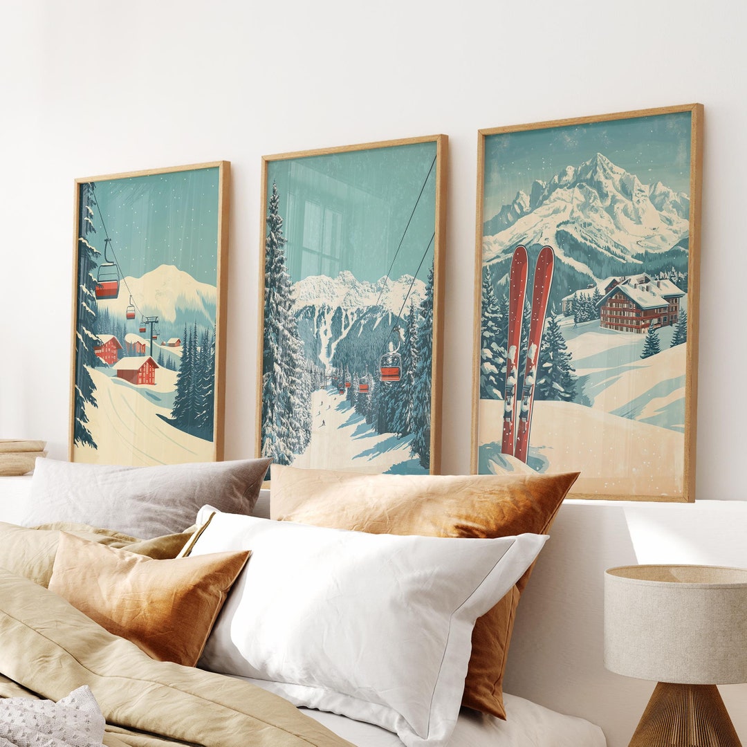 Ski Print Set of 3, Chalet Wall Art, Winter Sport Decor, Skiing Gifts ...
