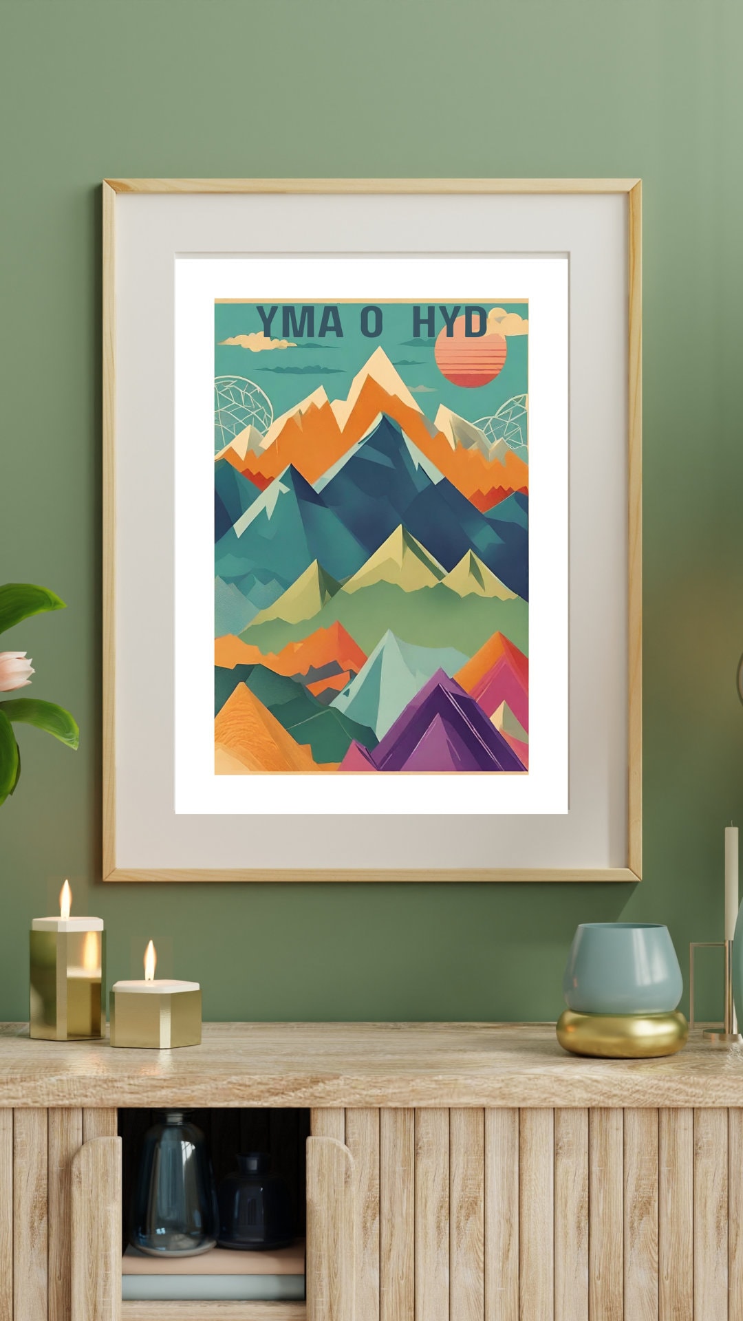 YMA O HYD Art Print Wales Welsh Cymraeg Cymru Contemporary Colourful ...