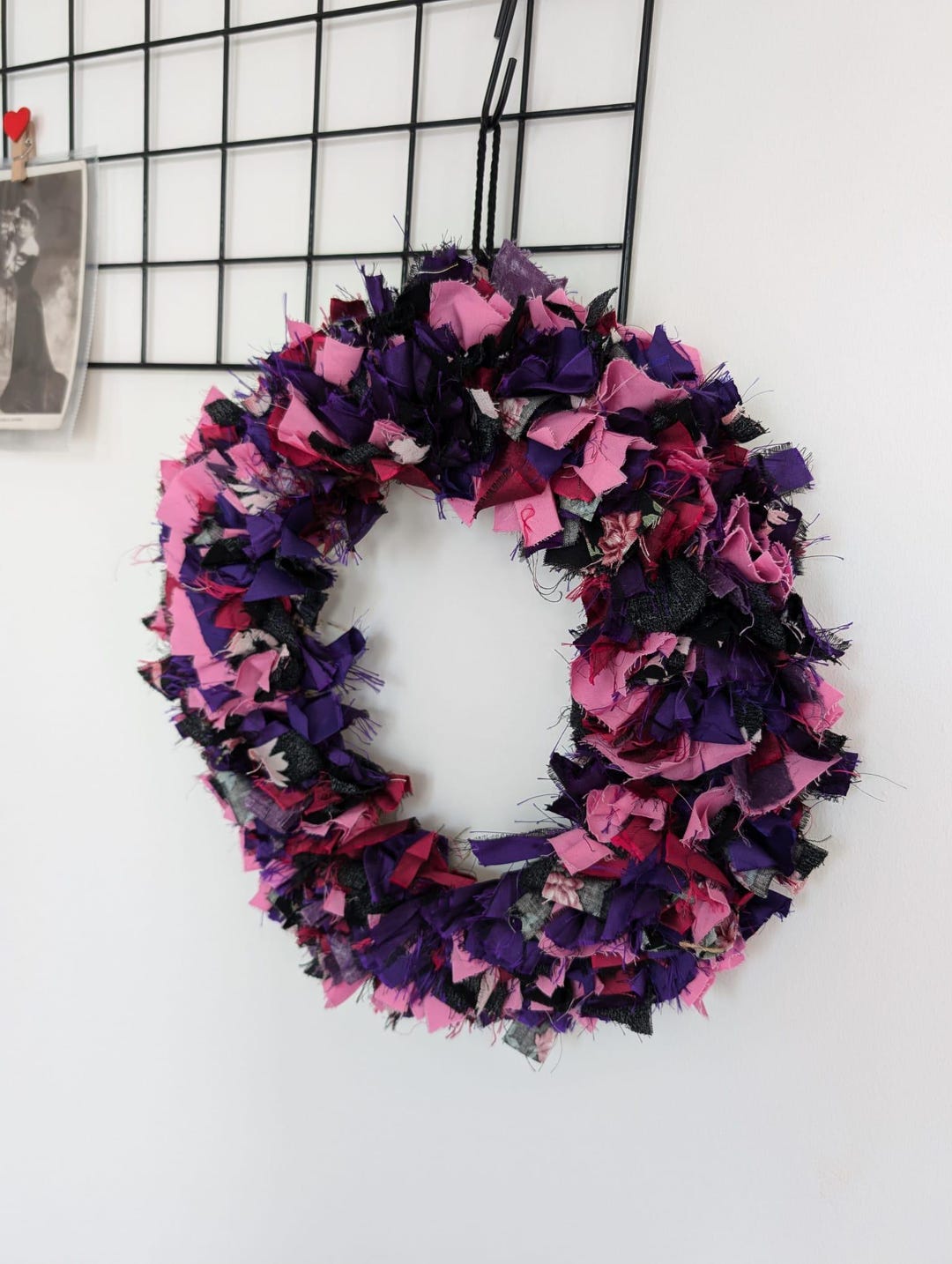 Purple and Pink Rag Rug Fabric Wreath, Handmade - Etsy