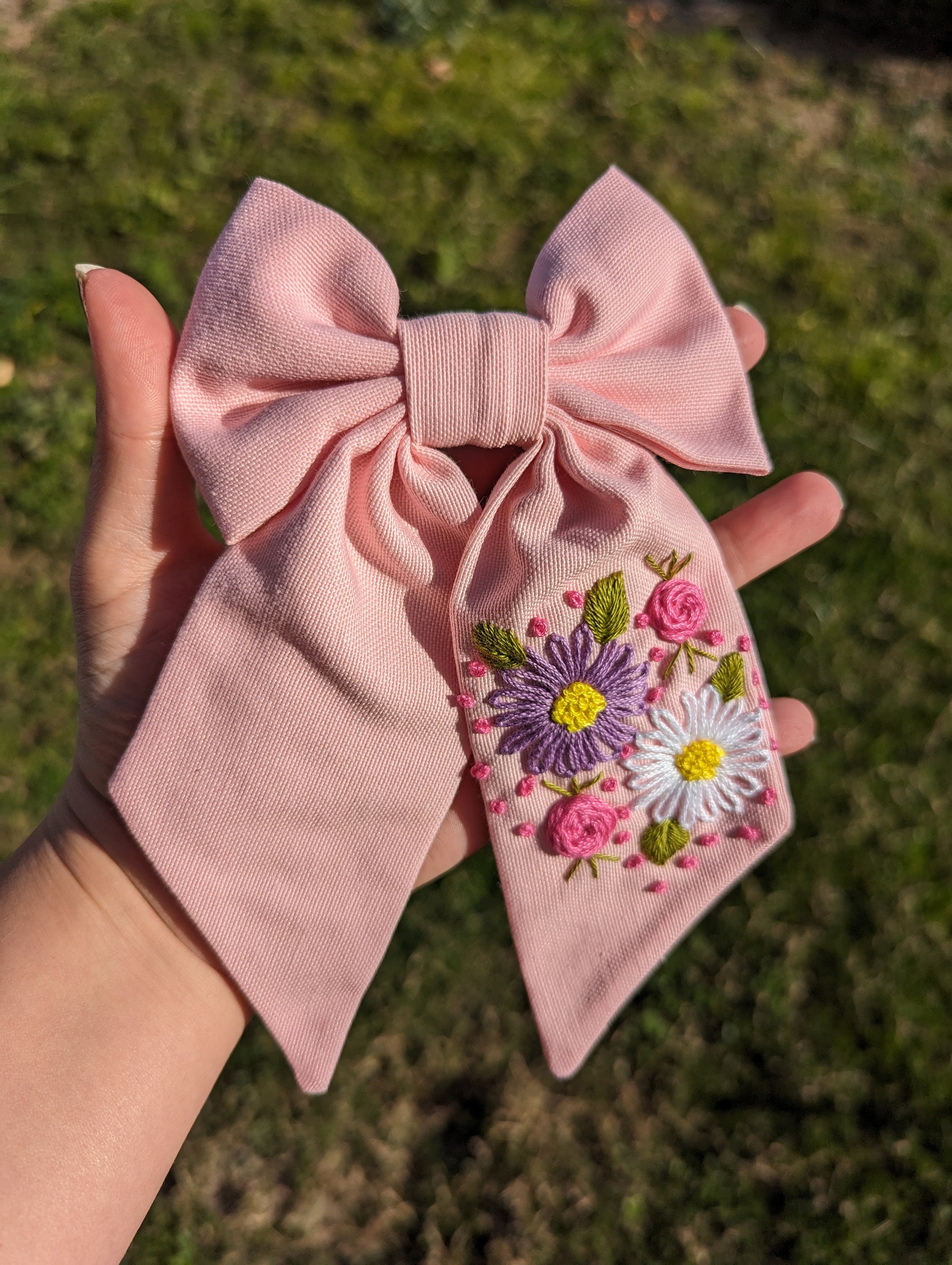 Hand Embroidered Hair Clip Pink Hair Accessories Kids Hair Accessories ...