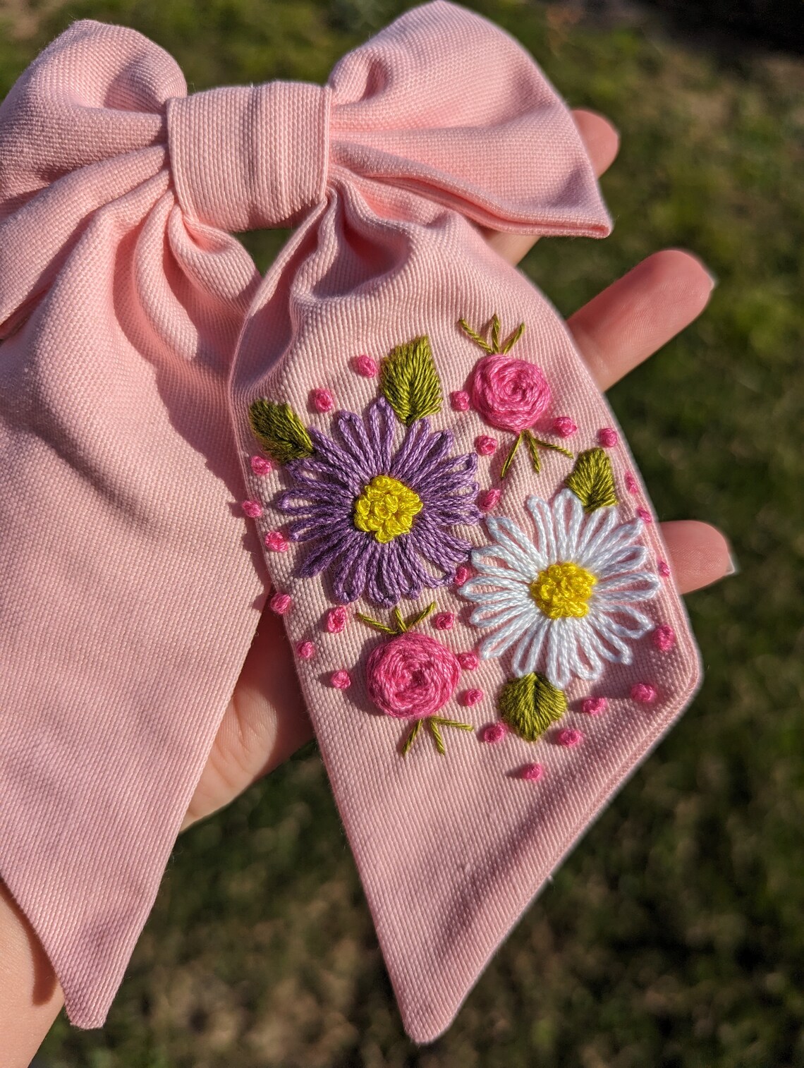 Hand Embroidered Hair Clip Pink Hair Accessories Kids Hair Accessories ...