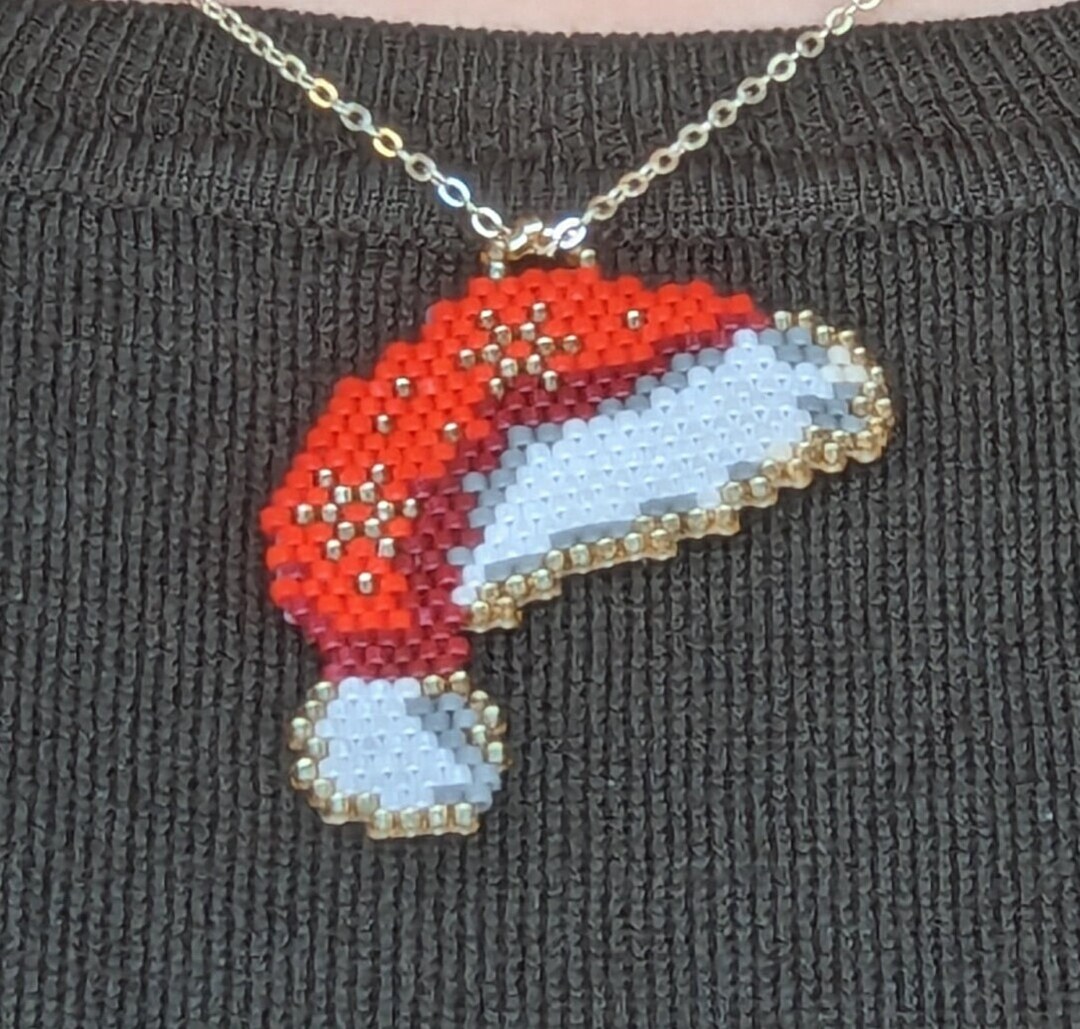 Santa's Hat Christmas Necklace Santa Jewelry Holiday - Etsy