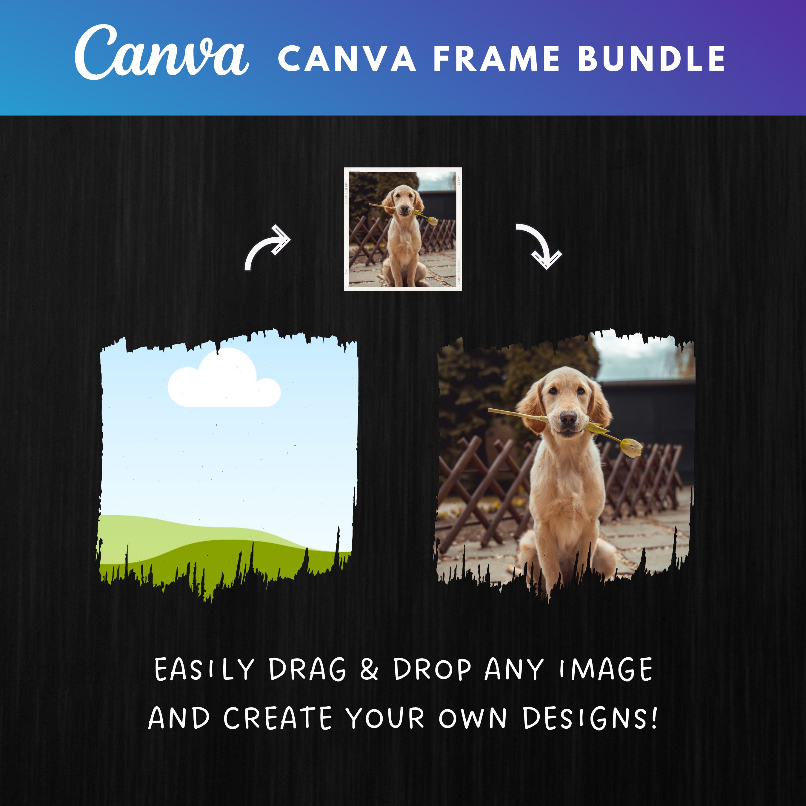 Brush Stroke Frame Bundle, Design Your Own Custom Grunge Photos ...