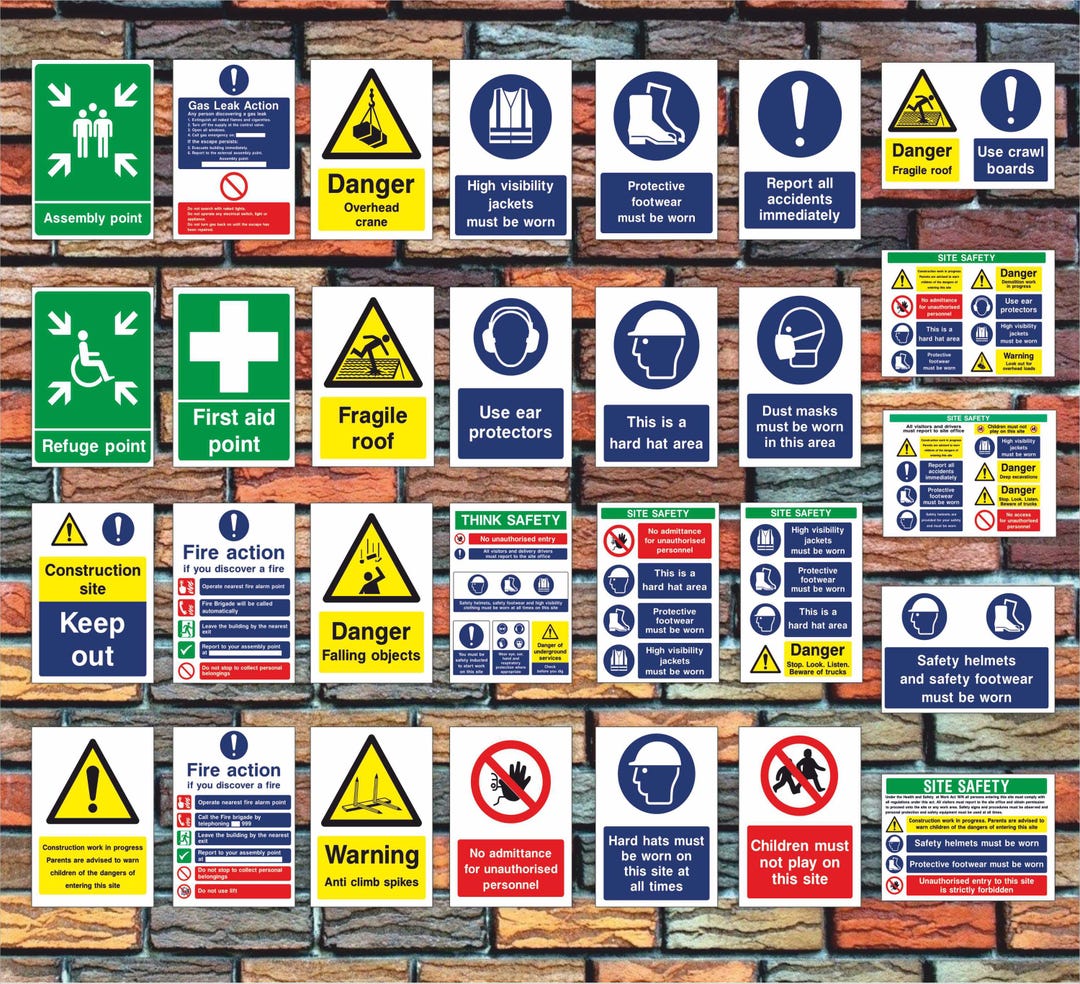 Construction Site Health and Safety Signs UV Resistant Vinyl Stickers ...