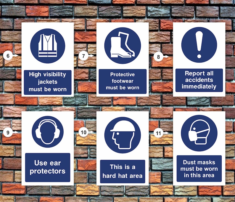 Construction Site Health and Safety Signs UV Resistant Vinyl Stickers ...