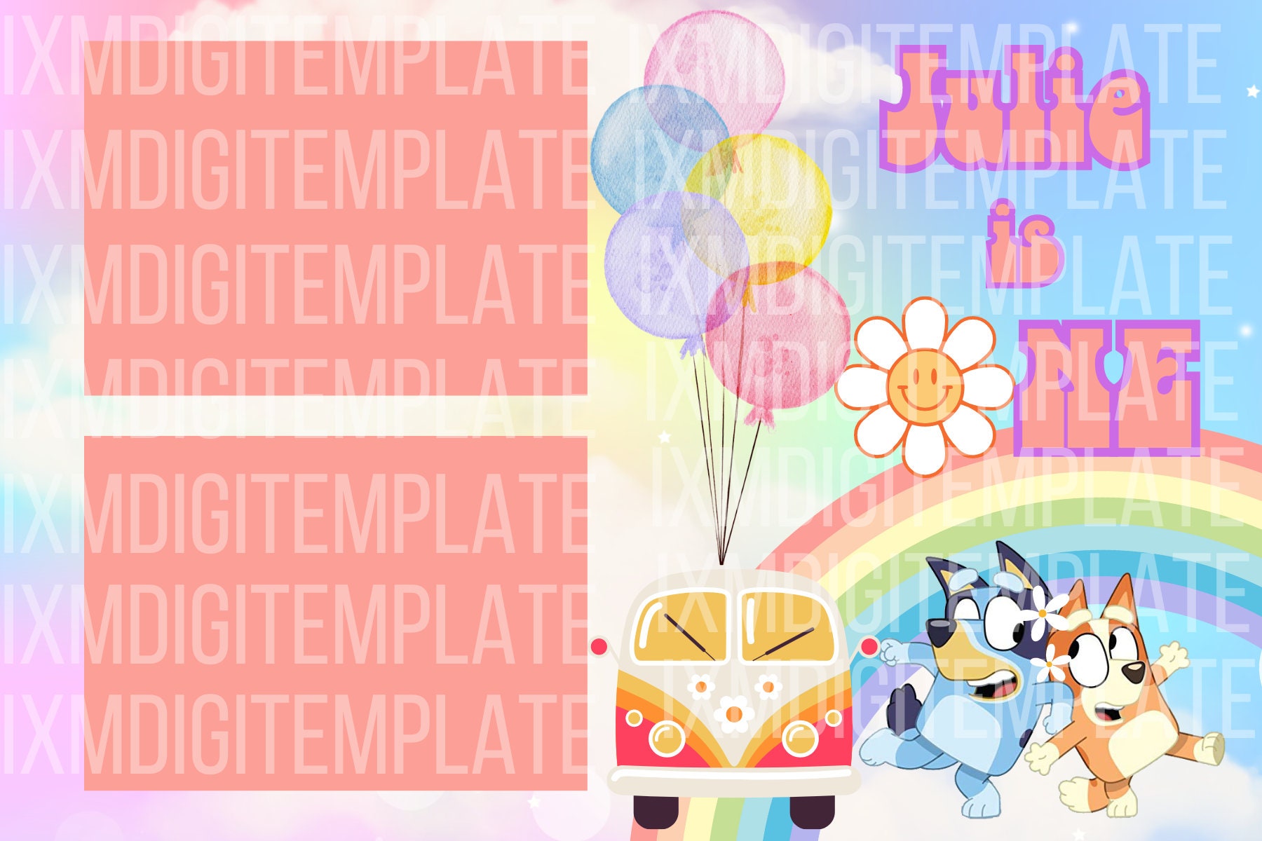 Bluey Hippy 70's Birthday Party Theme Photo Booth Template - Etsy