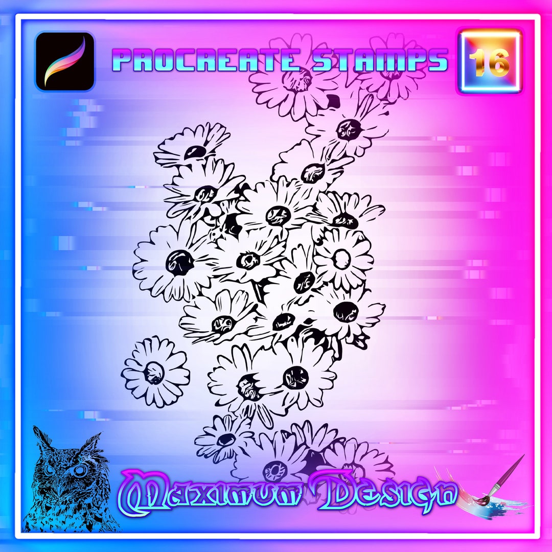 Daisy Flower, Unique Procreate Brush Set - 16 Stamps, Stamp, Brushes ...