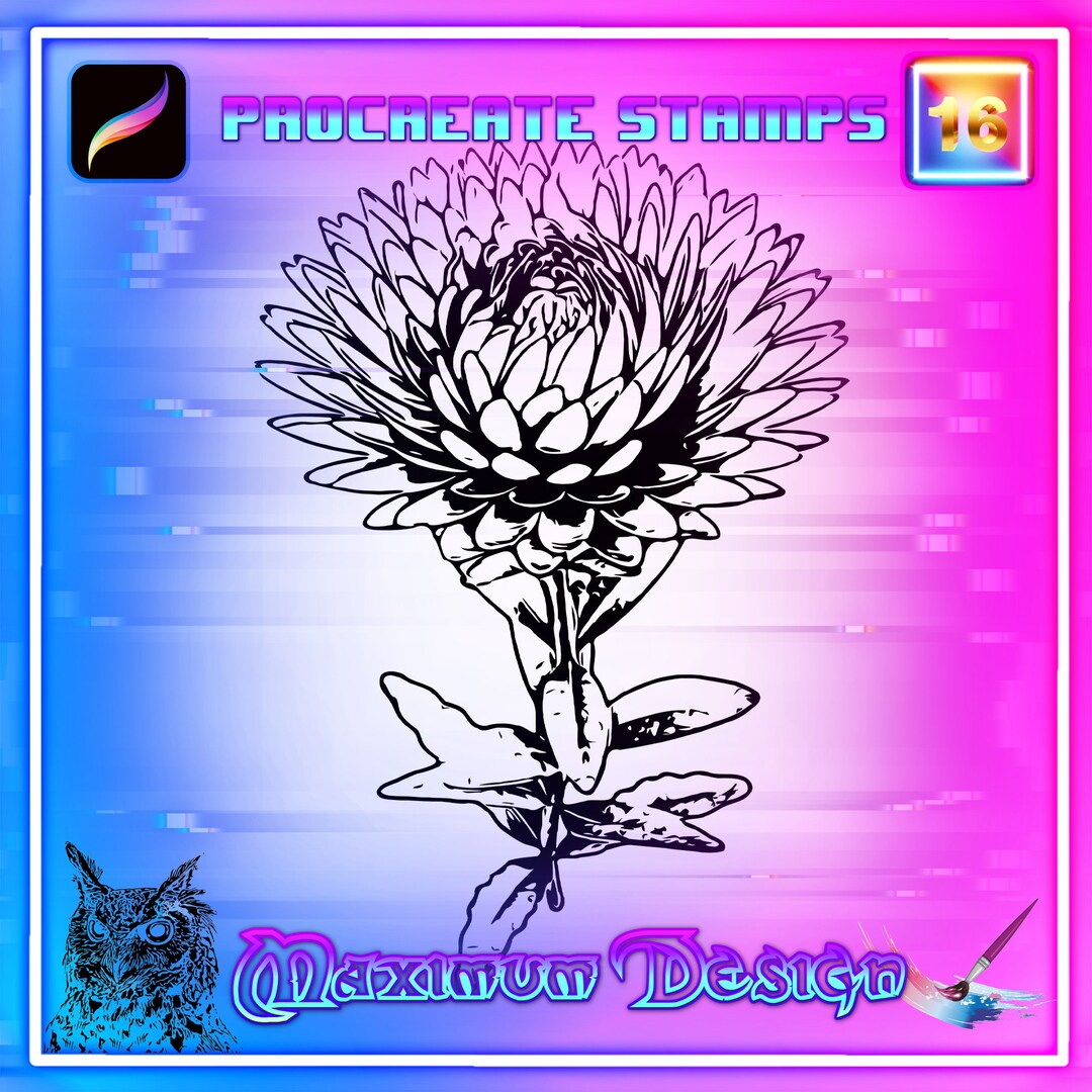 Aster Flower, Unique Procreate Brush Set - 16 Stamps, Stamp, Brushes ...