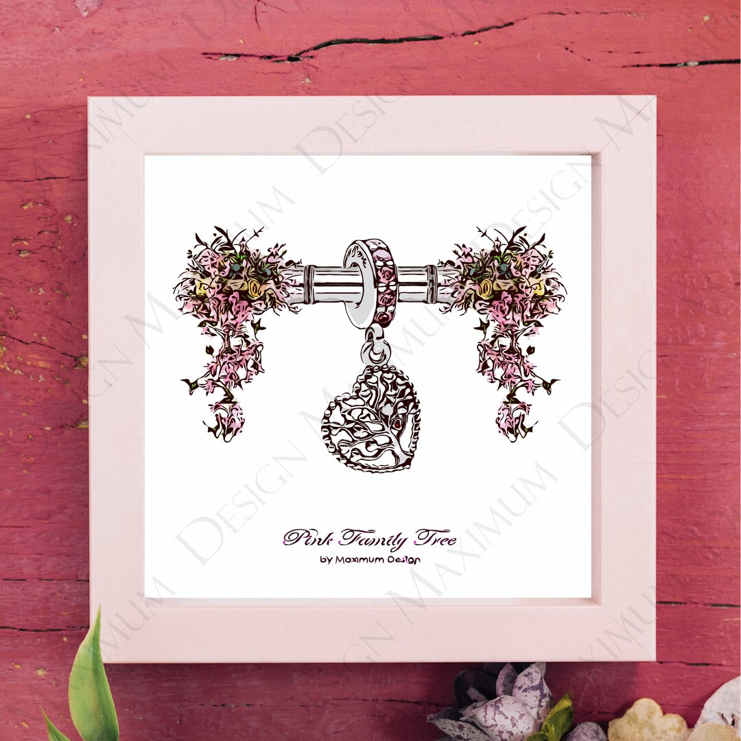 Pink Family Tree Printable Pendant Charm Jewellery Print - Etsy