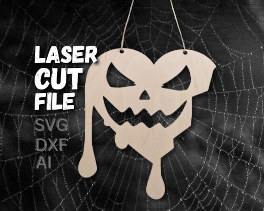 Laser Cut File - Dark Halloween Heart Hanger | Door Sign or Wall ...