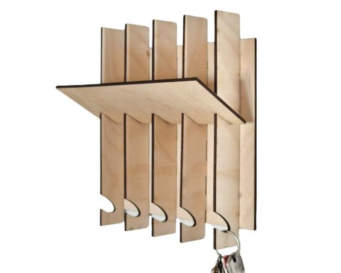 Laser Cut File Key Rack – 5 Hooks With Wallet Storage | Perfect for 3mm ...