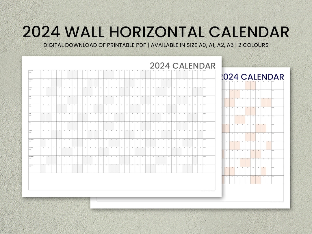 Giant 2024 Horizontal Wall Calendar Digital PDF Instant Download ...
