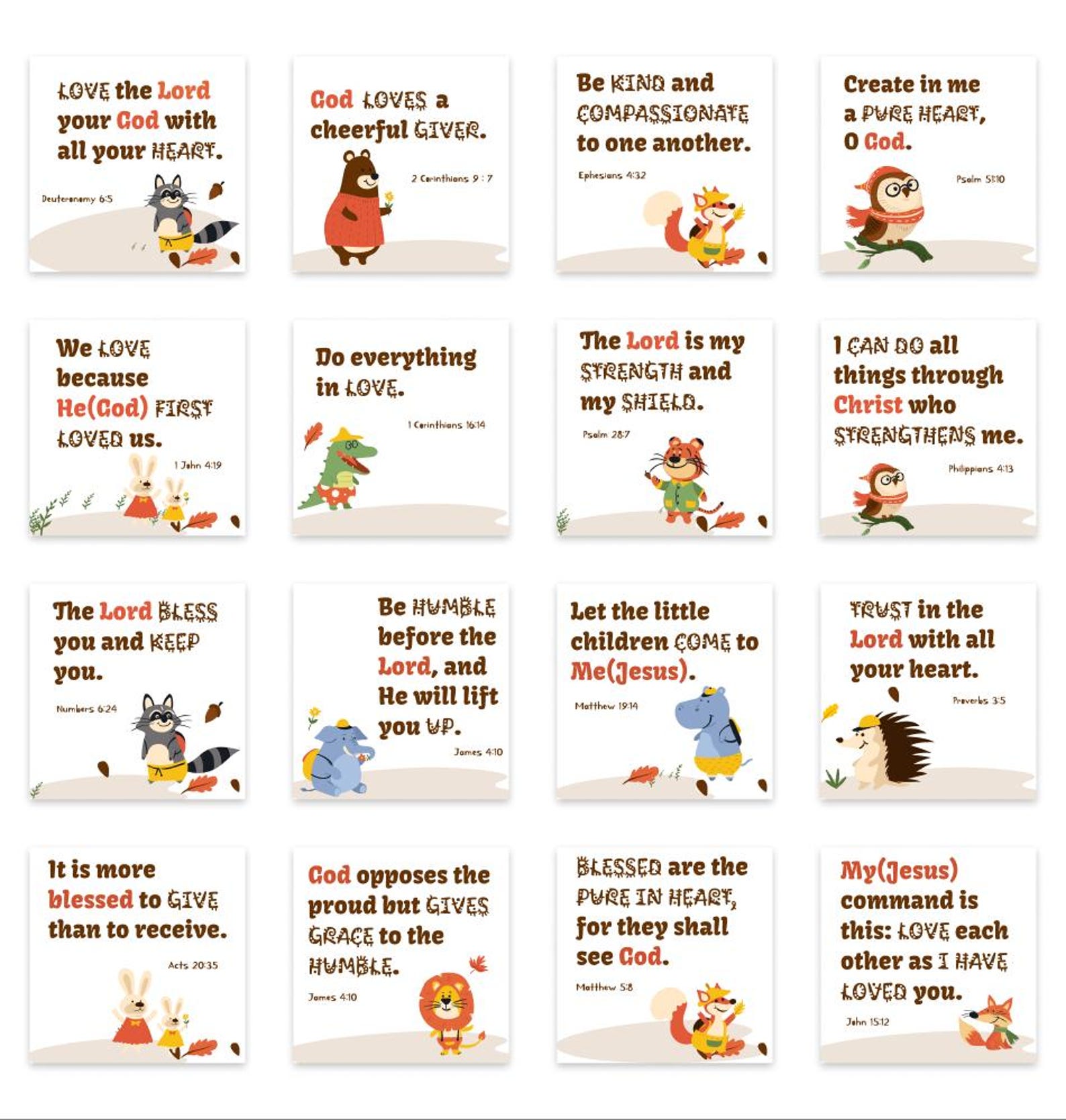 12 Kids' Bible Memory Verse Printable Download Card for Lunchtime ...