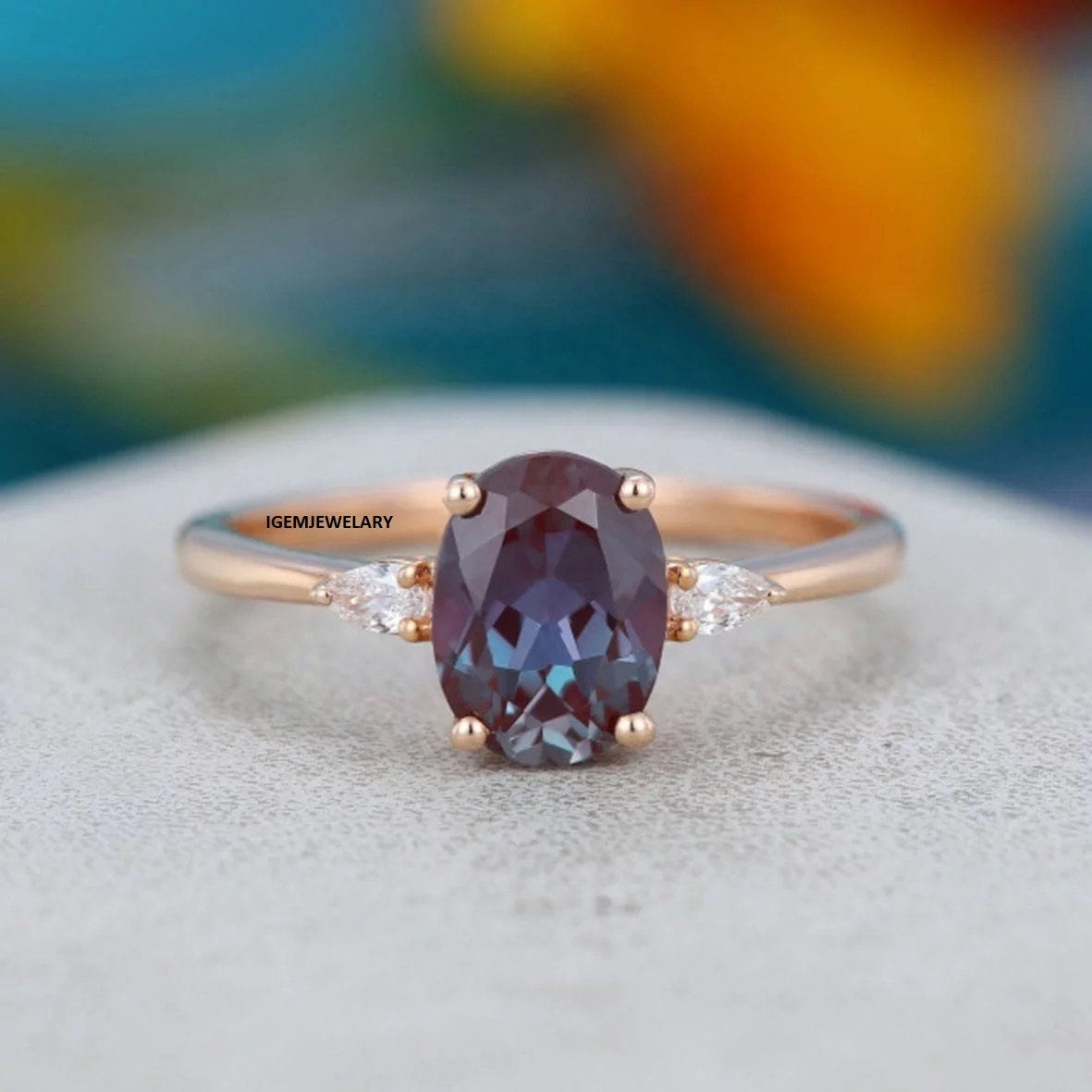 Dainty Alexandrite Ring, Color Change Alexandrite, 925 Solid Silver or ...