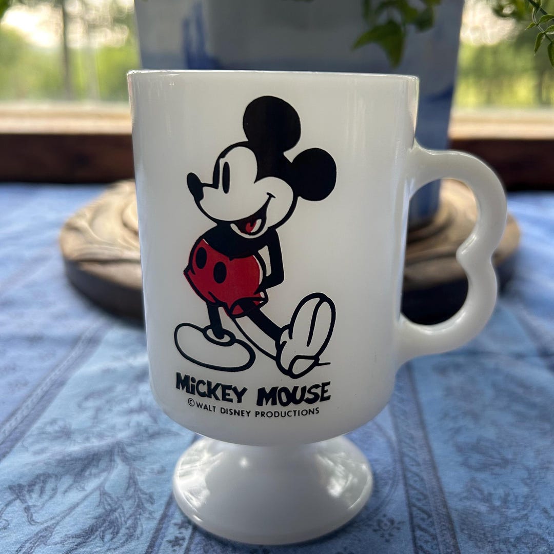 Mickey Mouse Milk Glass Footed Mug - Etsy