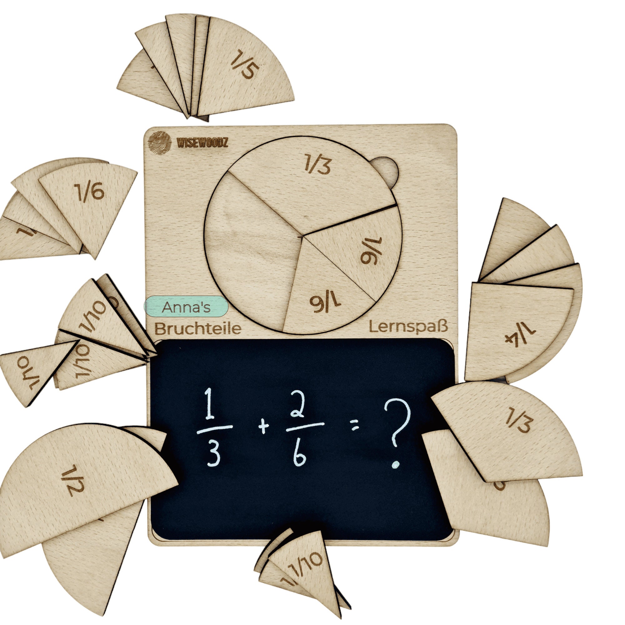 Wisewoodz Fraction Board, Board for Learning Fractions Made of Wood ...