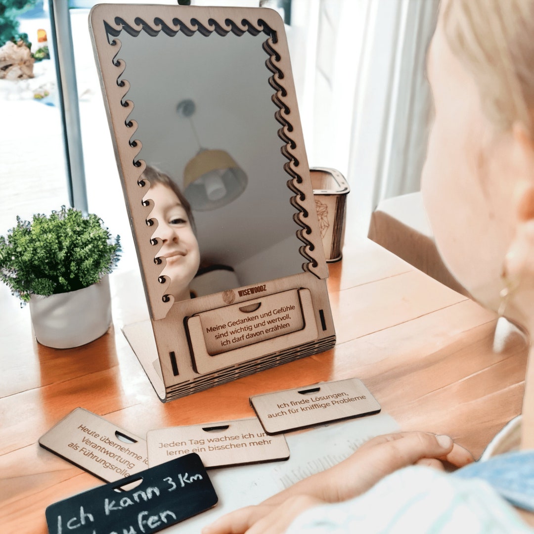 Posi Vibes Mirror, Wooden Mirror for Children, With Positive ...