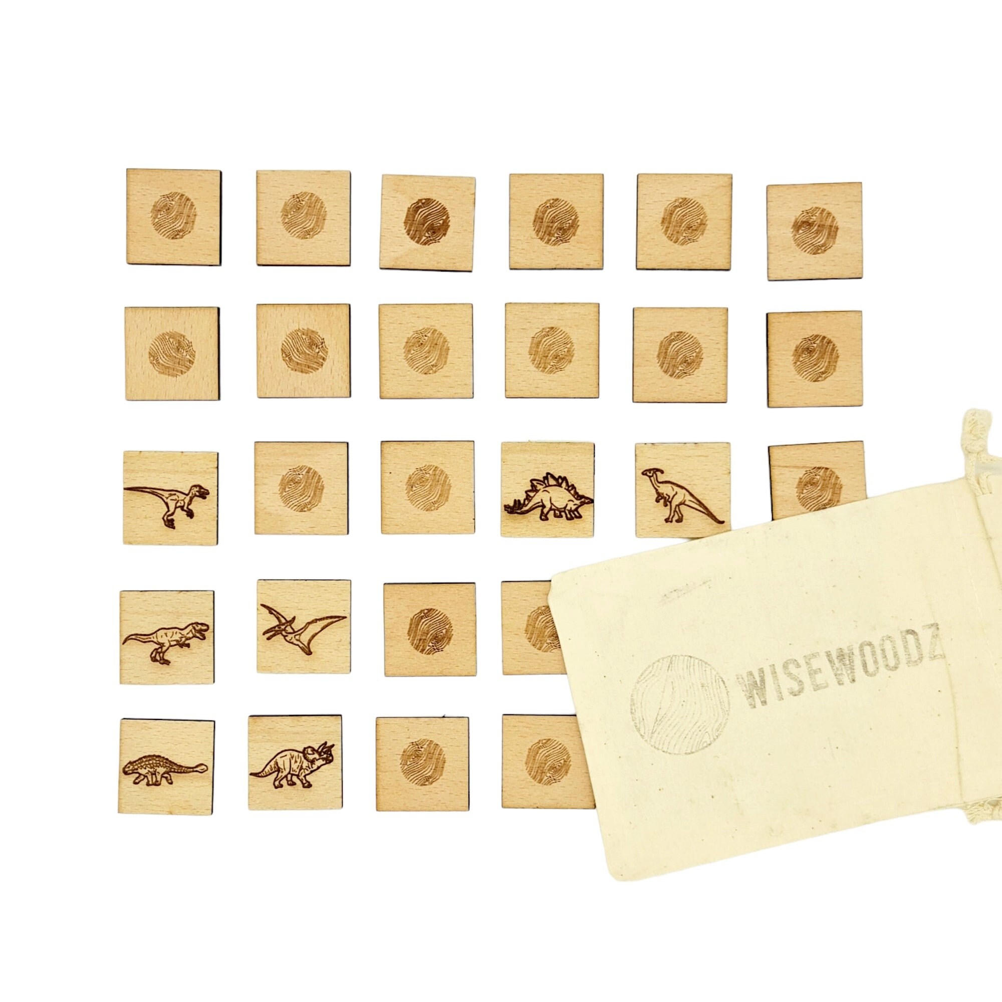 Wooden Dino Memory Game, for Children and Kids With Wooden Engraved ...