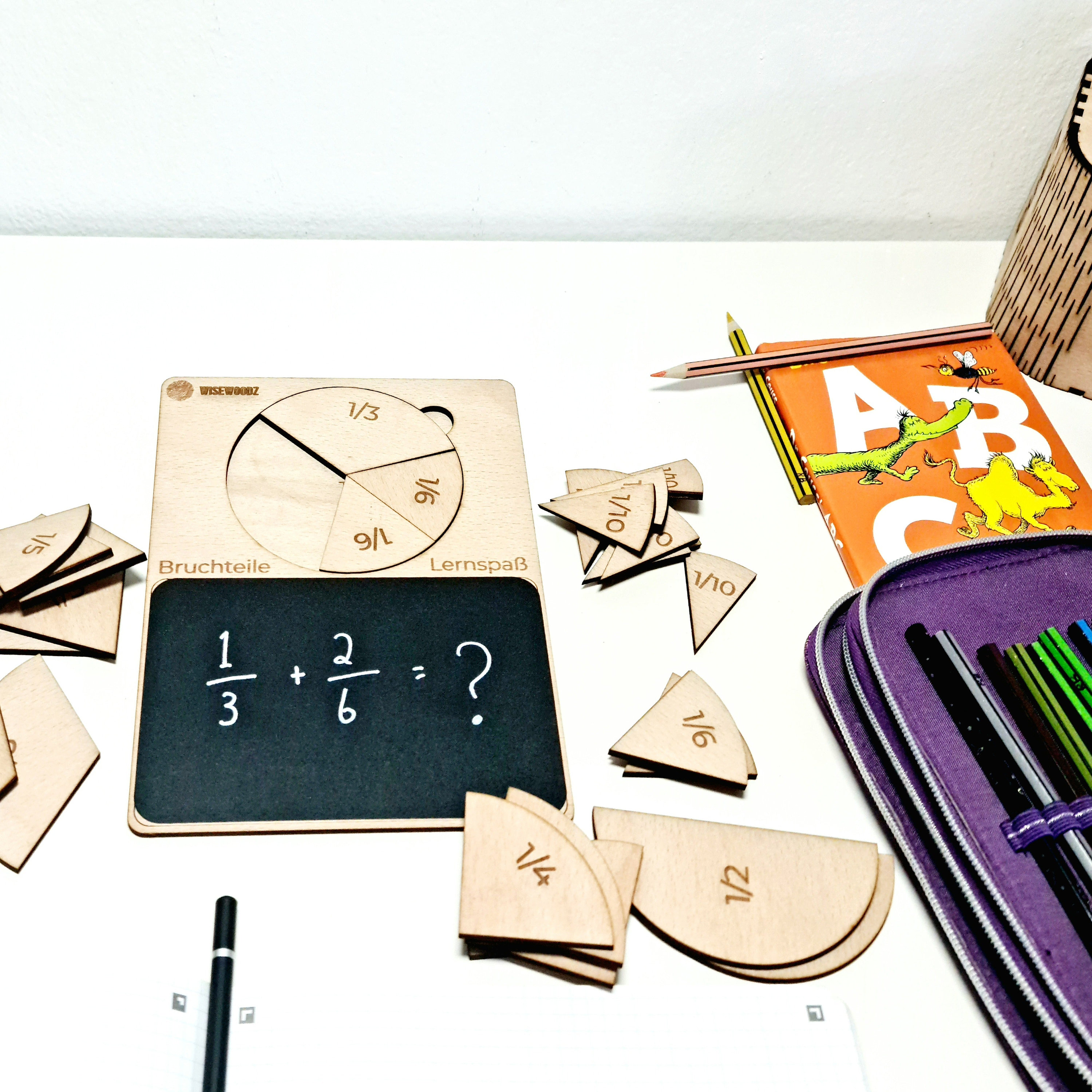 Wisewoodz Fraction Board, Board for Learning Fractions Made of Wood ...