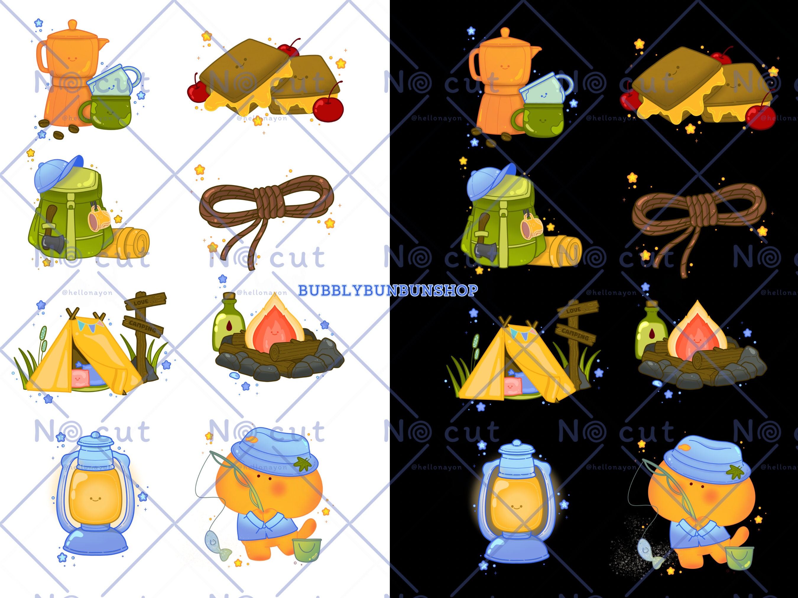 Camping Clip Art Set Png Outdoor Camp Fire Png Cute Pack Hand Draw ...