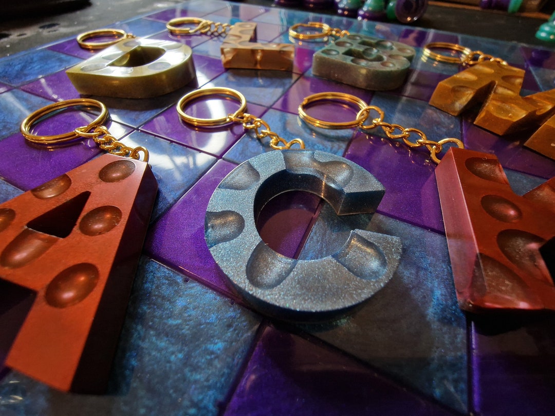 3D Look Water Droplet Letter Keyring Keychain - Etsy