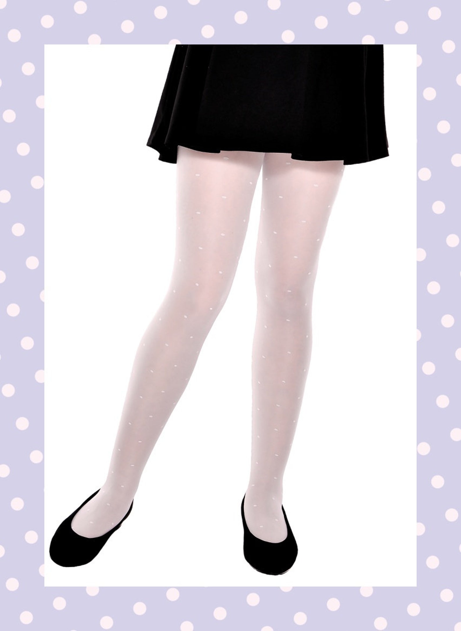 Girls White Sheer Tights Delicate Polka Dots Pattern - Etsy