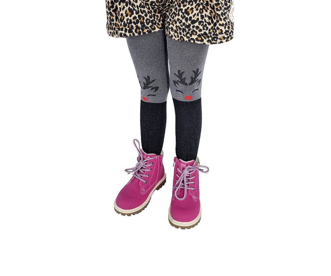 Girls Kids Winter Opaque Cute Reindeer Pattern Tights - Etsy