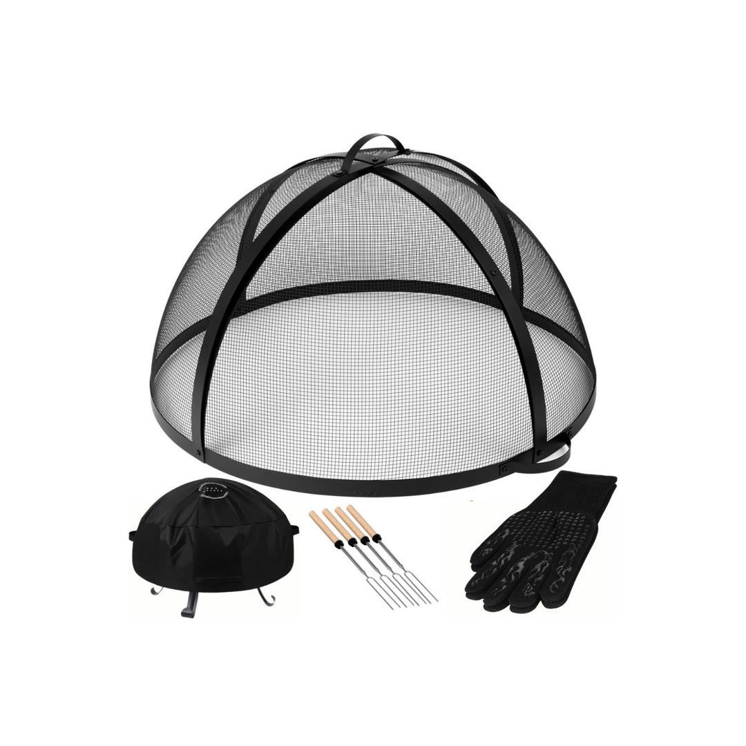 Fire Pit Screen With Open Lift 36 Fire Pit Spark Screen Round Fire Pit ...