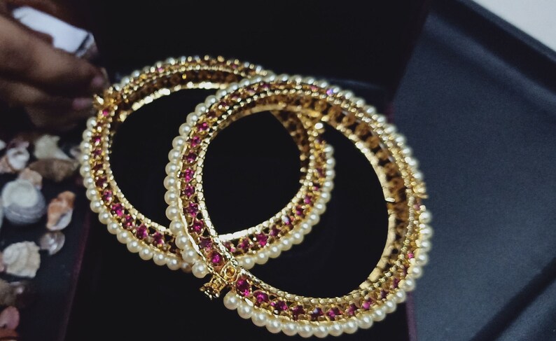 Traditional Maharashtrian Kalyani Moti Tode Pearl Bangles Pair Gold ...