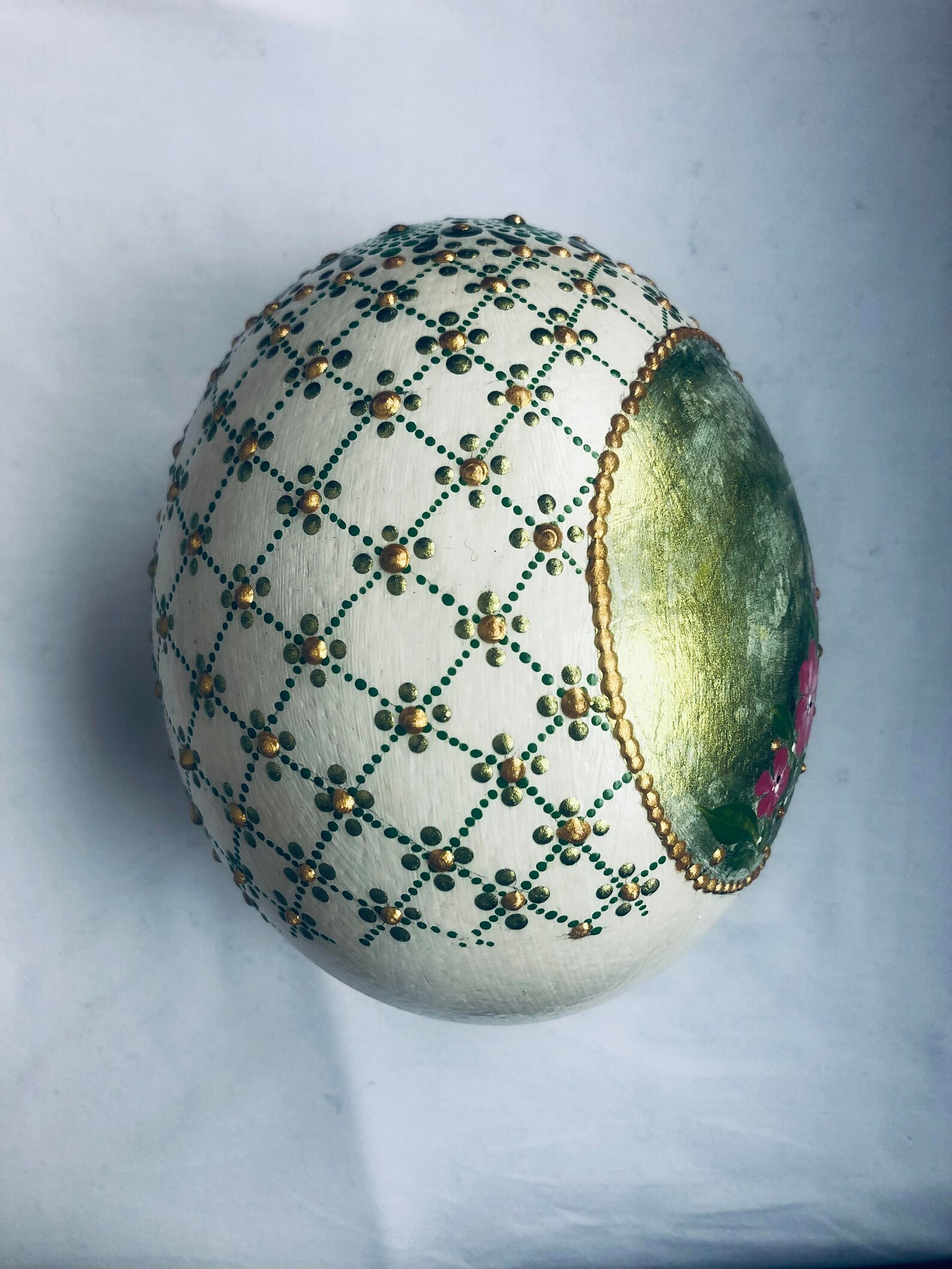 Ostrich Egg Decorated With Hand-painted Mandala and Floral Motifs, Hand ...