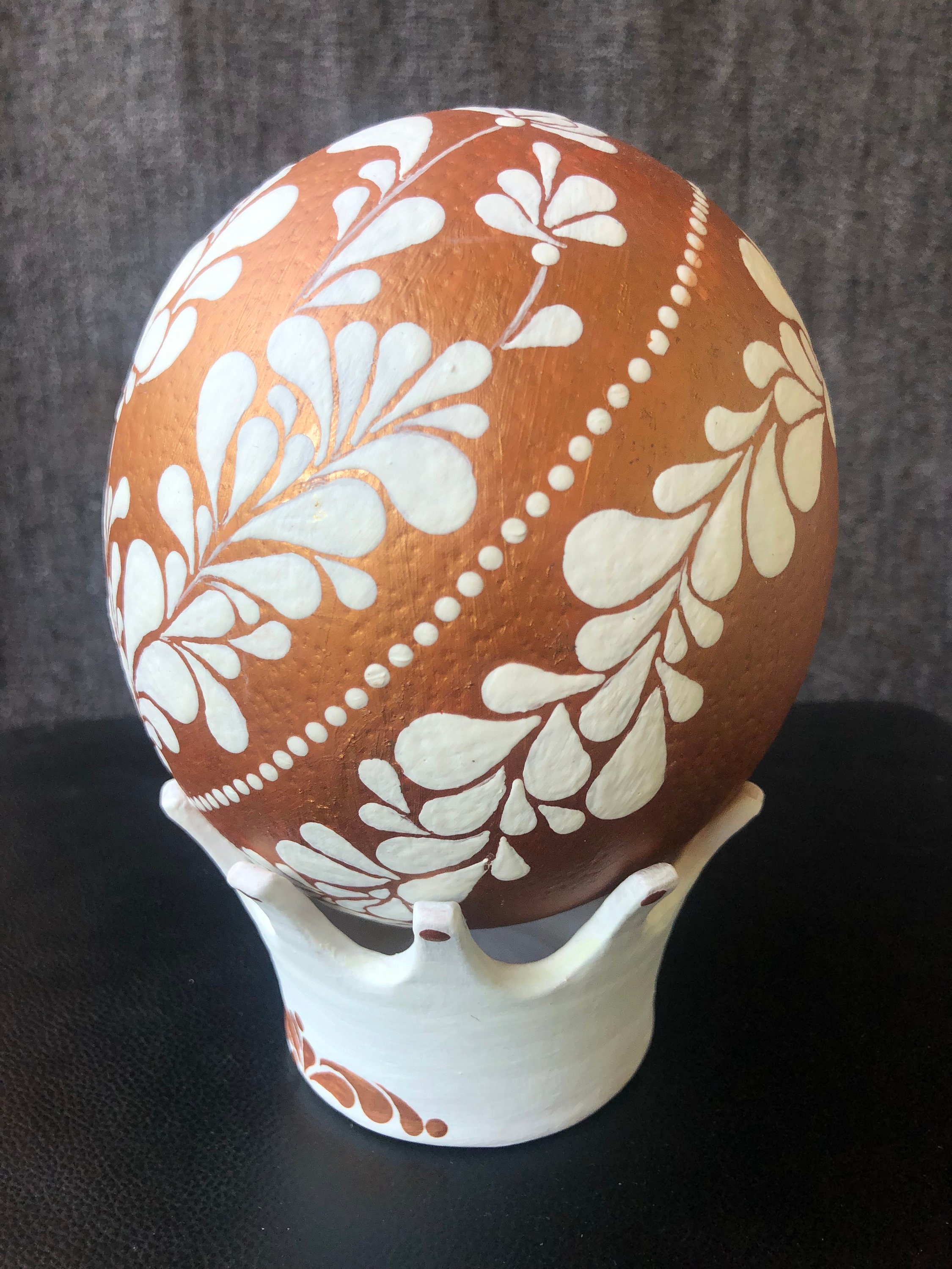 Ostrich Egg Decorated With Hand-painted Mandala and Floral Motifs, Hand ...
