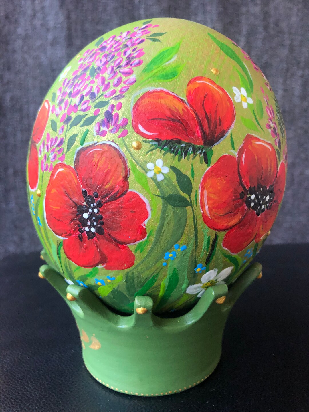 Ostrich Egg Decorated With Hand-painted Mandala and Floral Motifs, Hand ...