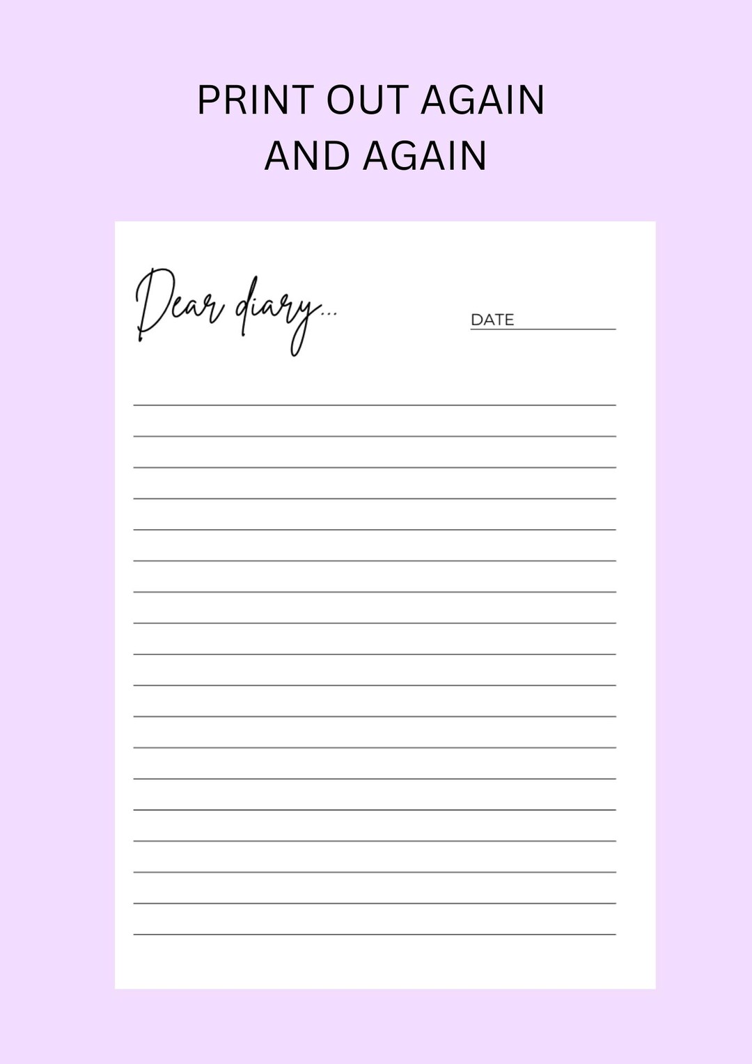 DEAR DIARY Digital Download Instant Download Printable Daily Journal ...