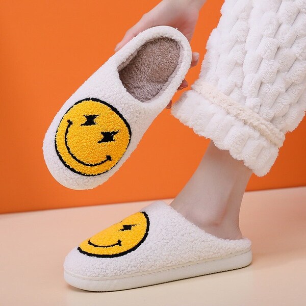 Smiley Face Slippers - Etsy