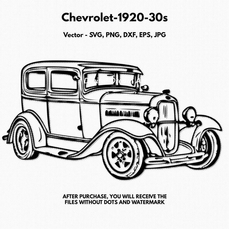 1920 Chevrolet Classic Car Image SVG Vector Graphic Art Vintage Car ...