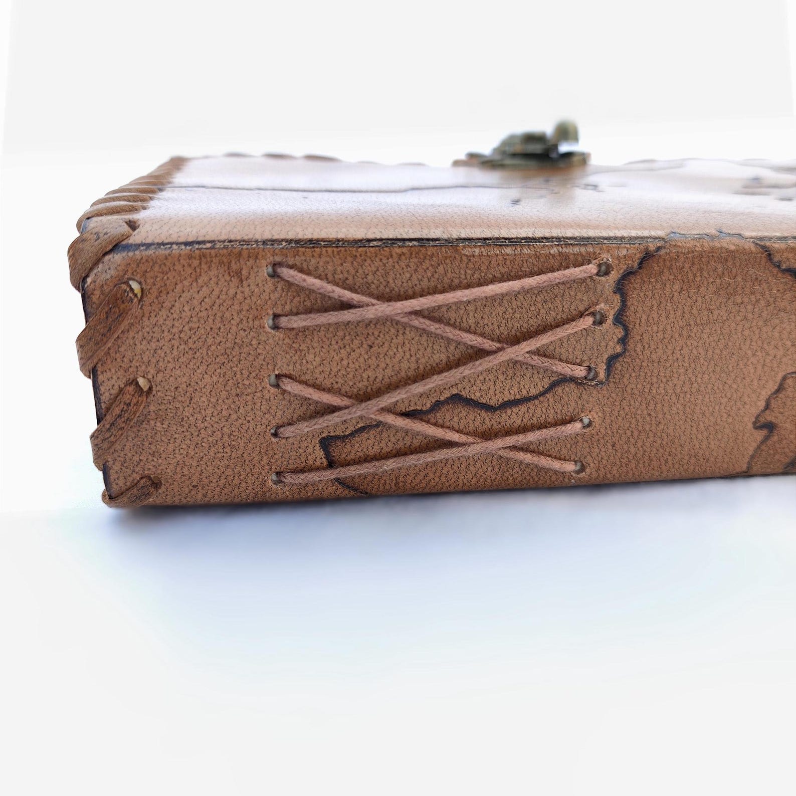 World Map, Leather Journal, With Decal Handmade Papers, 144 Papers, - Etsy