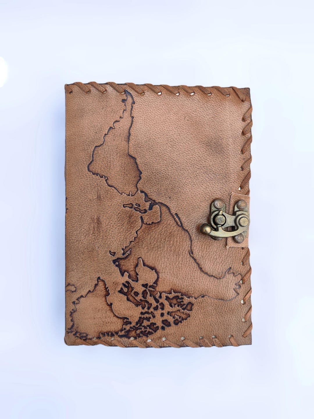 World Map, Leather Journal, With Decal Handmade Papers, 144 Papers, - Etsy